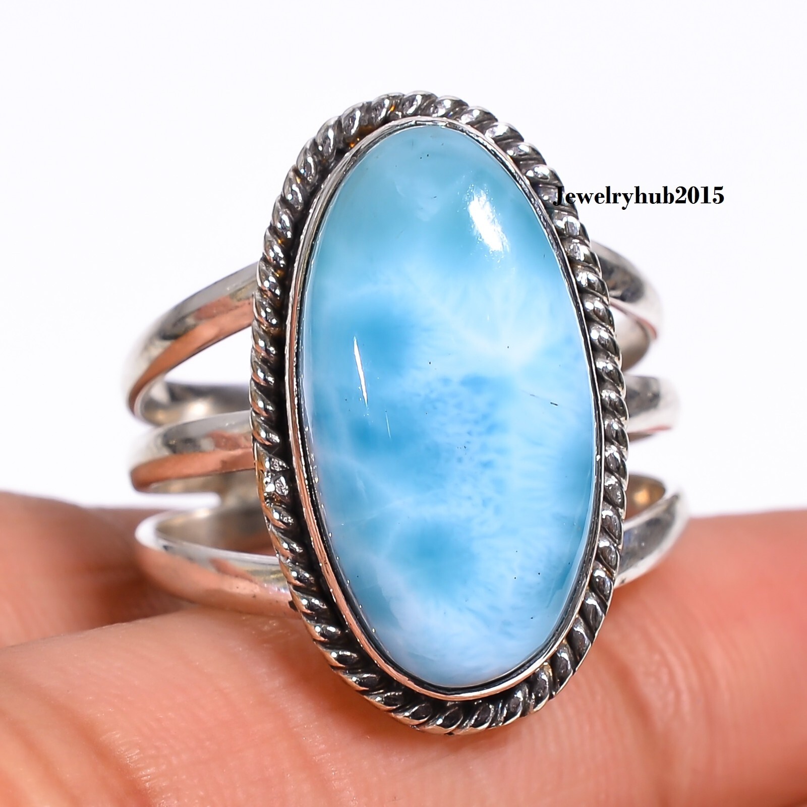 Natural Oval Larimar Gemstone 925 Sterling Silver Larimar Jewelry All ...