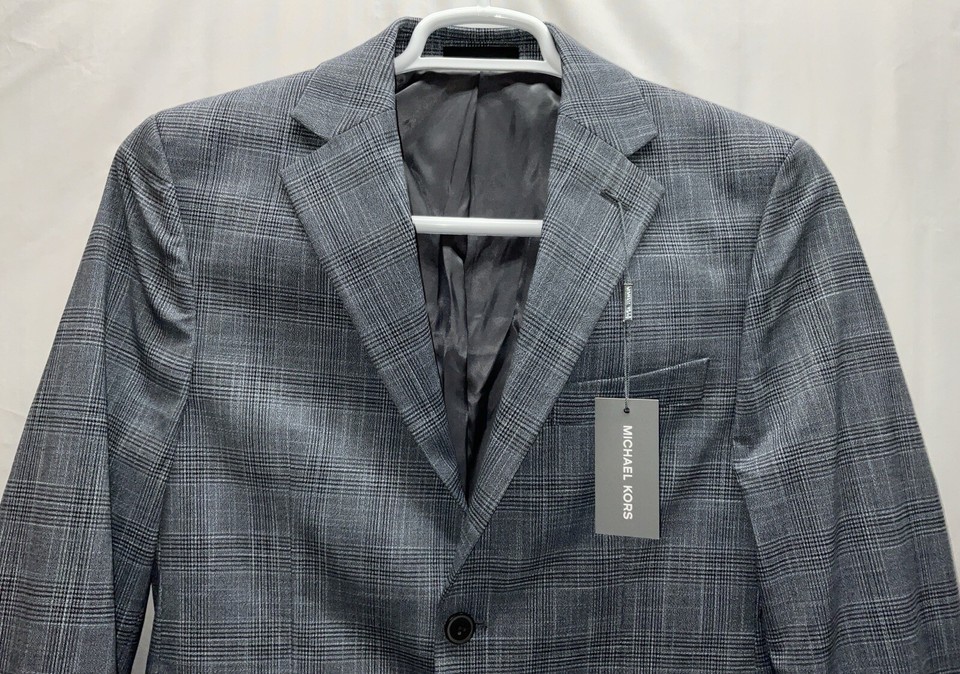 NWT Men’s Michael Kors Kelson Modern Fit Suit Jacket Grey Plaid Size 36 ...
