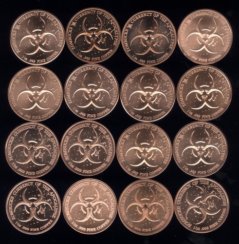 Zombucks Set (16) 1oz Copper Rounds Includes 10 Original and 6 Zombucks ...