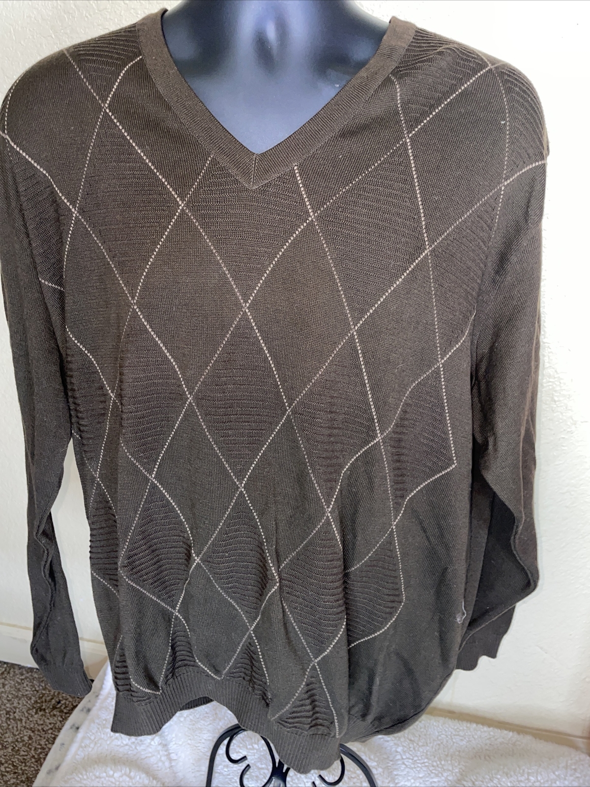 St. Croix Men's Brown Tone Sweaters Cotton/Polyester Blends Long Sleeve ...