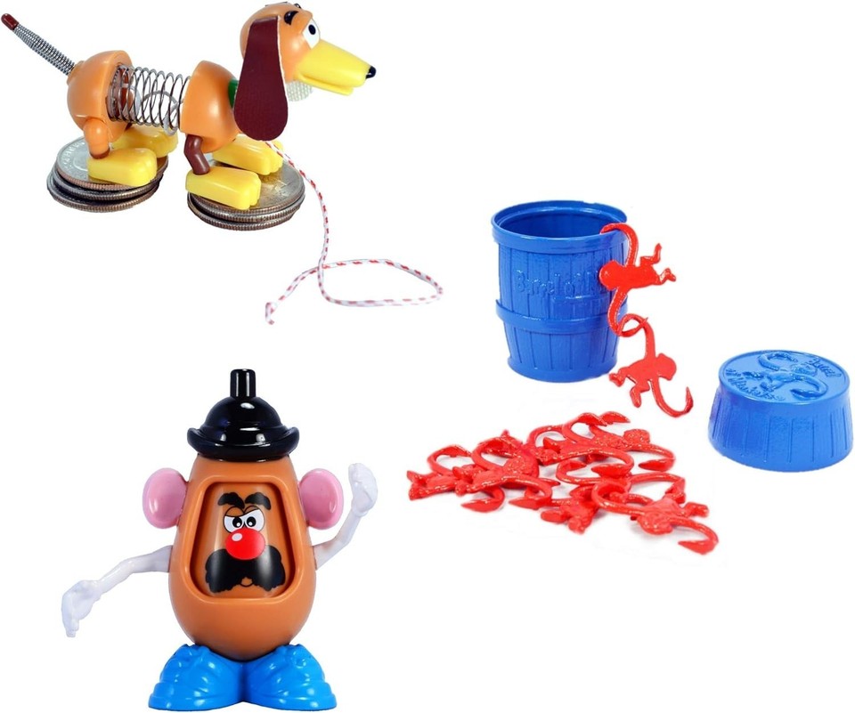 3 Worlds Smallest Toys Slinky Dog, Mr Potato Head, Barrel of Monkeys ...