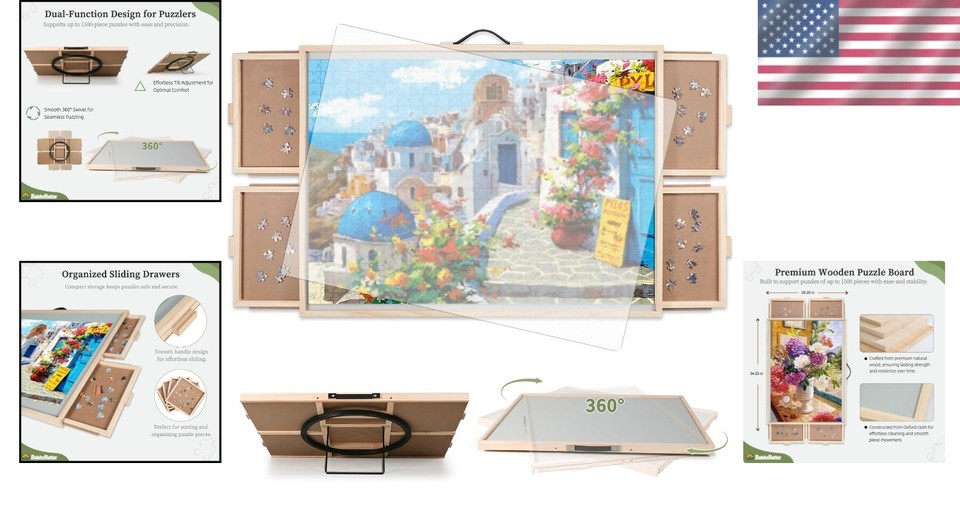 Rotating Puzzle Board with Clear Protective Cover | eBay