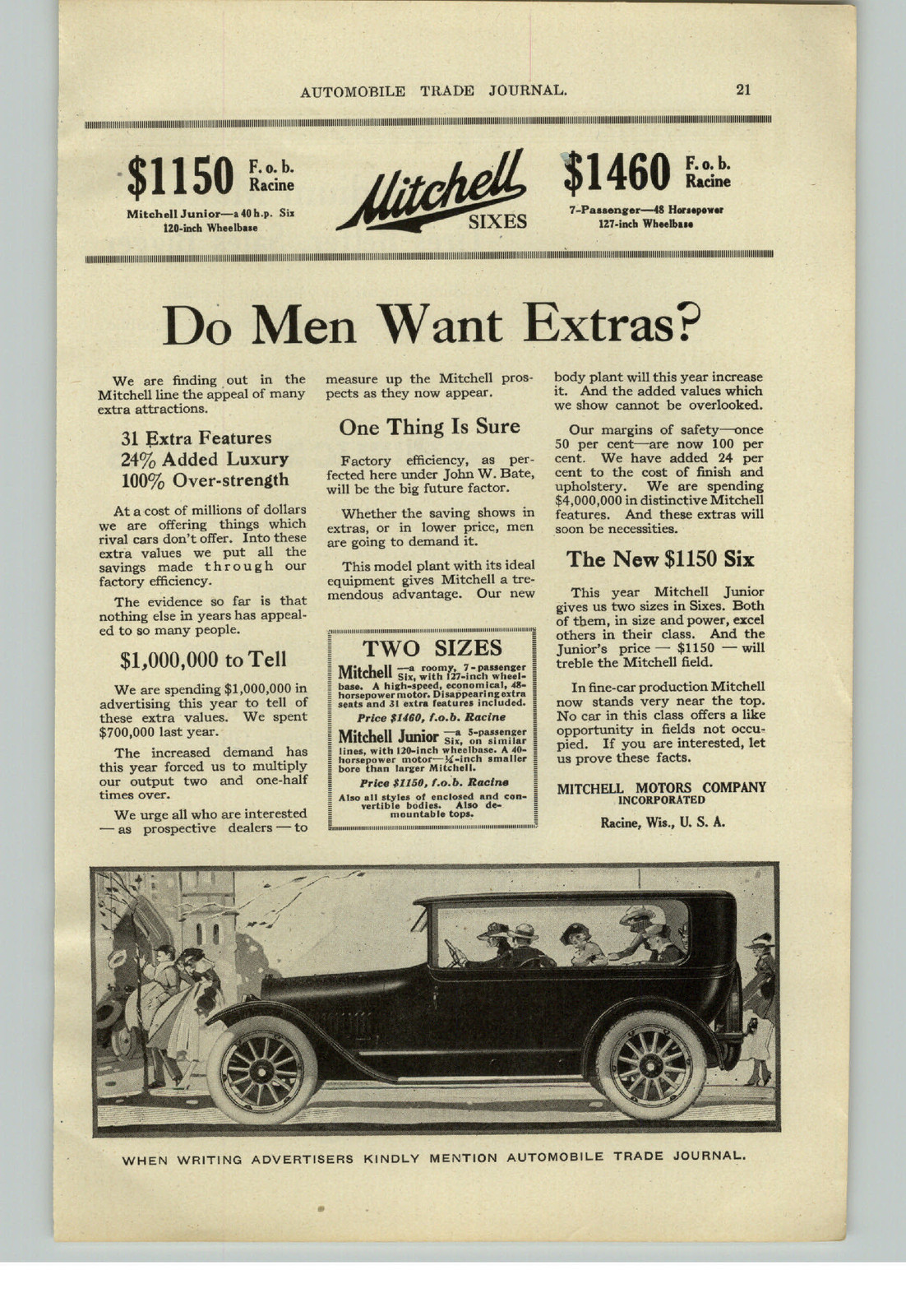 1917 PAPER AD Mitchell Six Sixes Car Auto Automobile Racine Wis | eBay