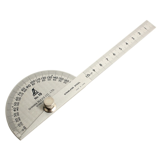 Shinwa No.19 62499 Protractor With Round Head Stainless Steel 0-180 ...