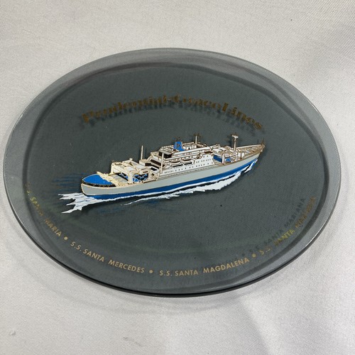 Vintage Prudential Grace Ship. Lines Smoked Clear Glass Plate 8” X 6 ...