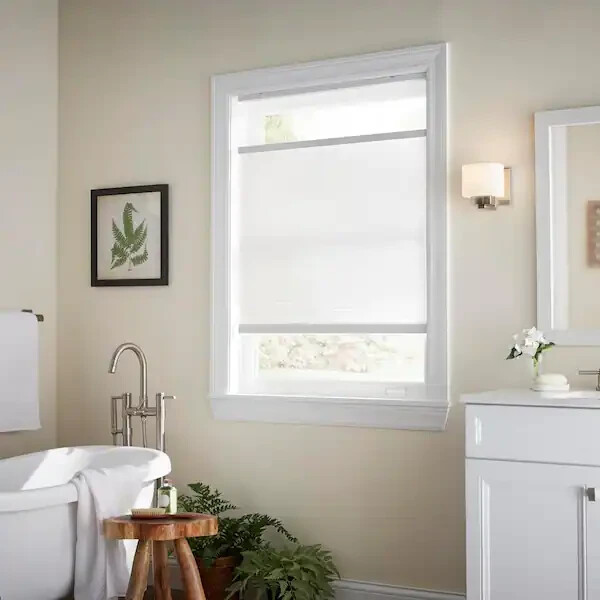 Custom Cut HDC Snow Drift 9/16 in. Top Down Bottom Up Cordless Cellular ...