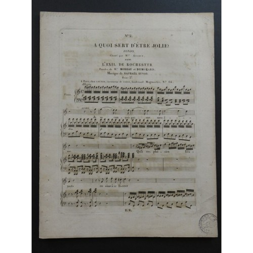Russo Raphaël The Exile of Rochester No 2 Song Piano ca1820 | eBay
