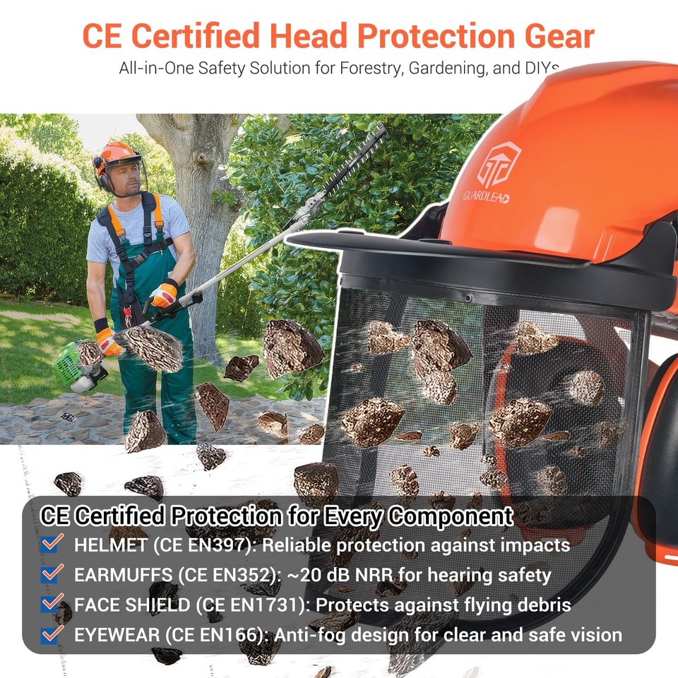 Chainsaw Helmet with Safety Face Shield and Ear Muffs, Helmet for ...