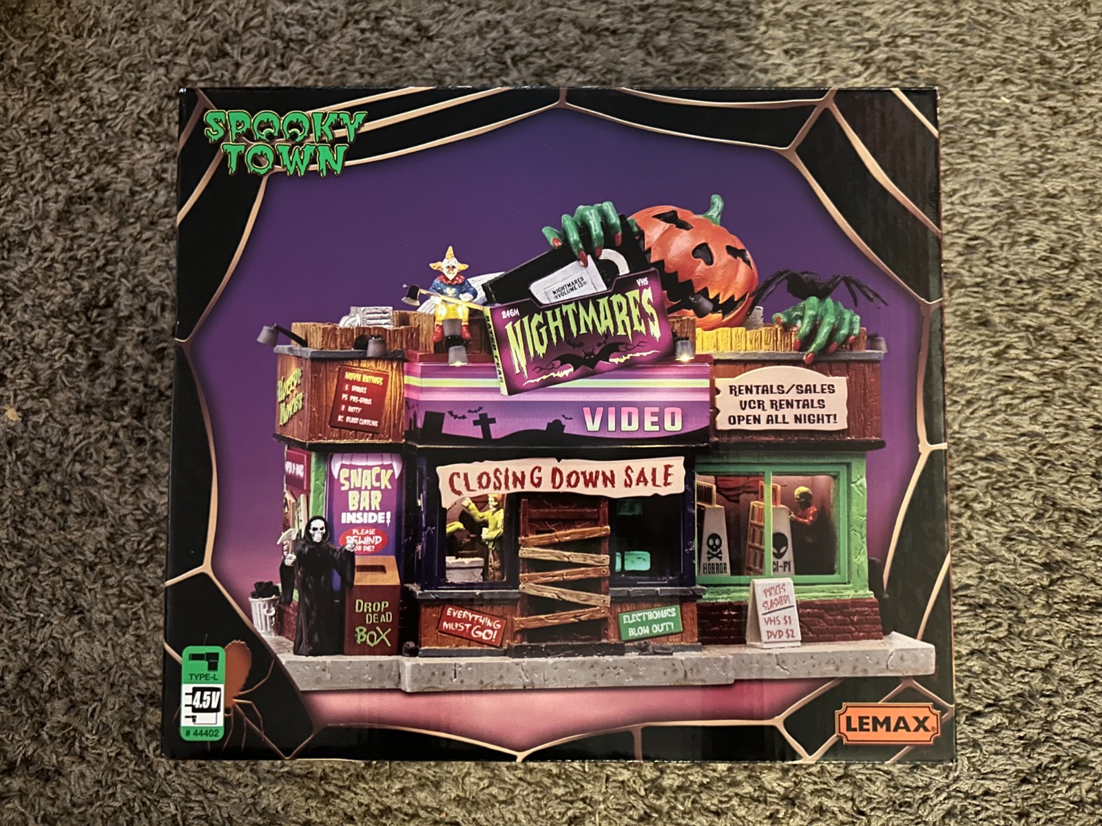 NEW Lemax Spooky Town Nightmares Video Store VHS Rental Retro Halloween ...