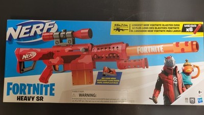 NERF Fortnite Heavy SR Blaster Scope Longest Blaster Ever 6 Mega Darts ...