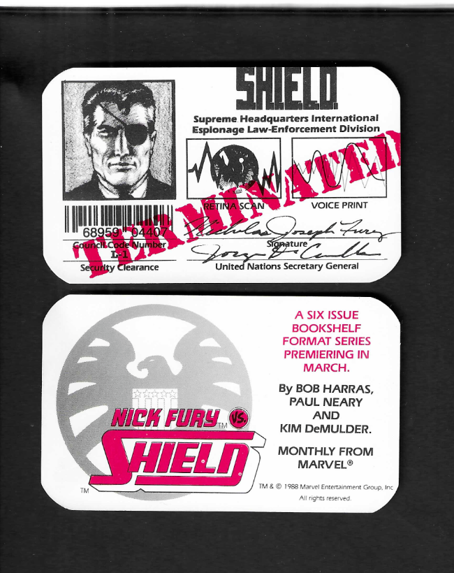 NICK FURY vs SHIELD - COMING SOON CARD - 1988 - ID CARD FORMAT | eBay