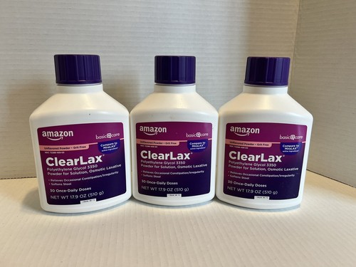 3 pack Basic Care Amazon Clear Lax Laxative 17.9 oz Unflavored Powder ...