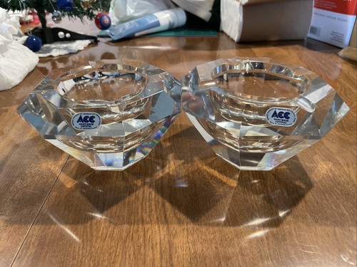 Set Of 2 Vintage ACC American Cut Crystal Ashtrays.HAND MADE CRYSTAL ...