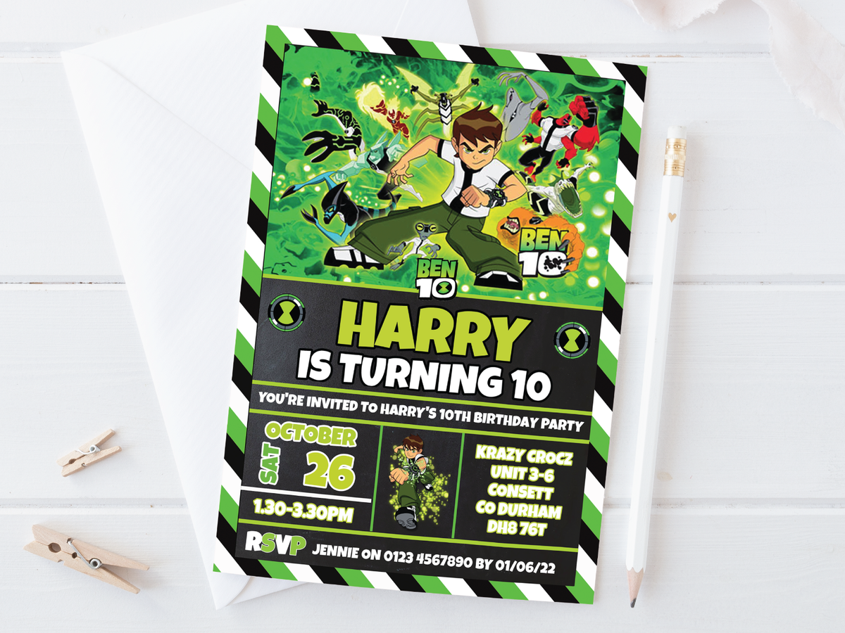 Ben 10 Printable Party Invitations