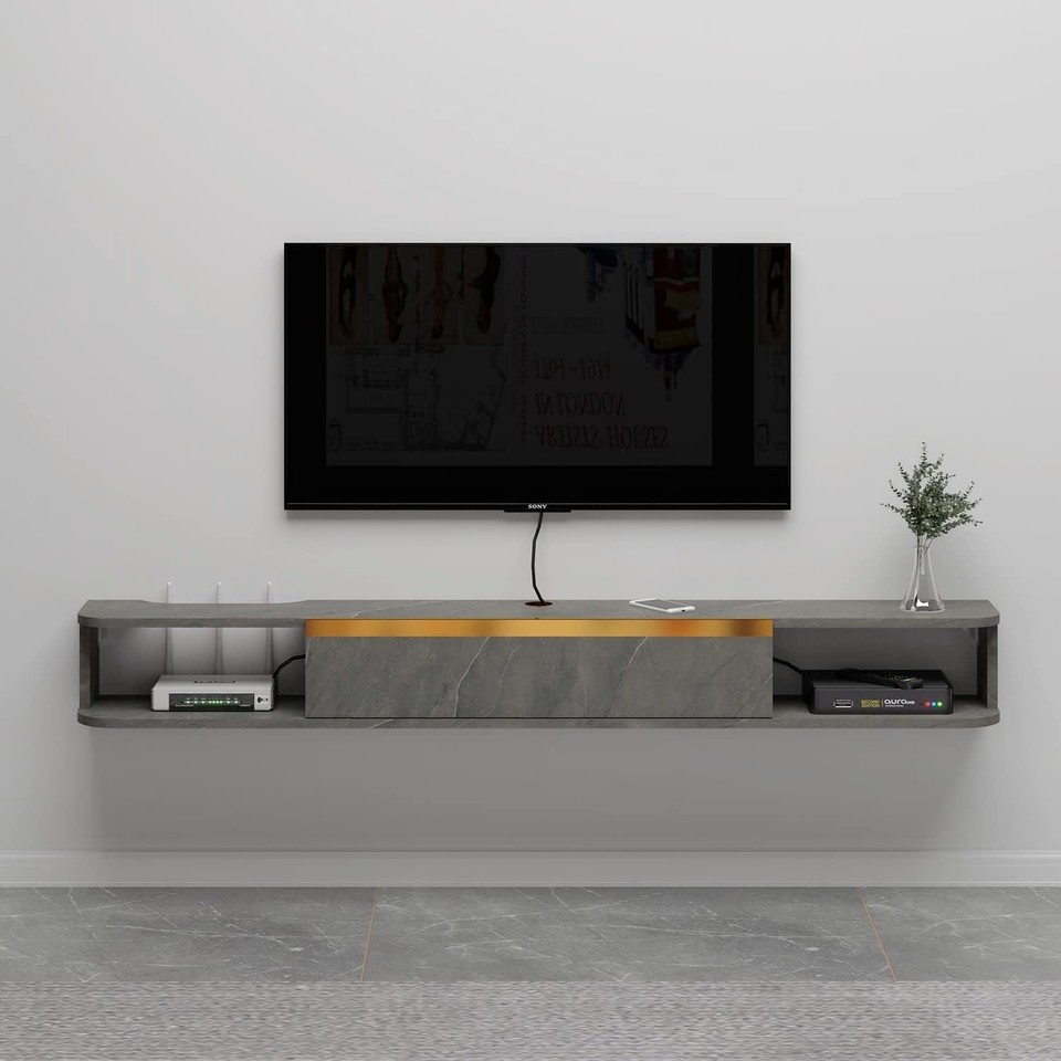 Floating TV Stand, Wall Mounted Entertainment Center TV Media Console ...