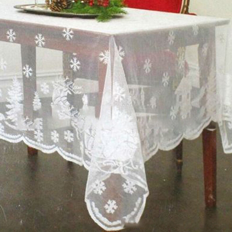 Christmas Xmas Table Cloth Cover Lace Tablecloth Home Party Decor Gifts ...