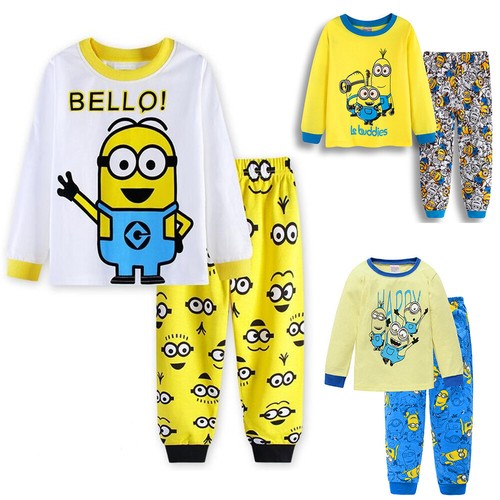 Minions Kids Boys Girls Pyjamas Pajamas Long Sleeve T-Shirt Pants Set ...