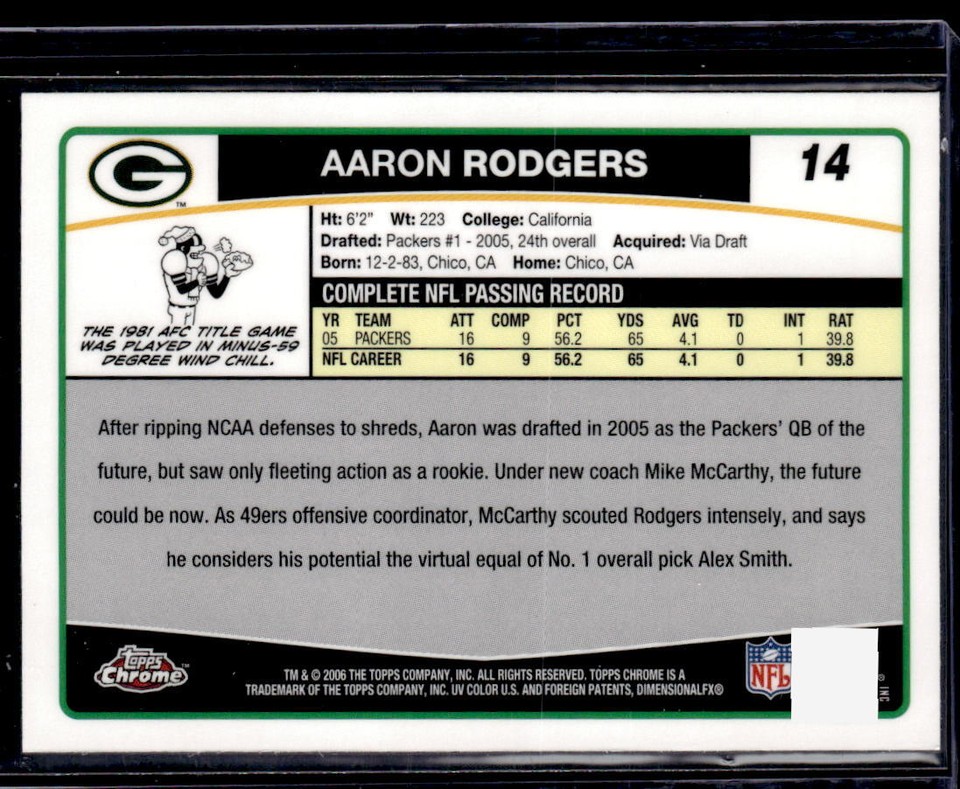 2006 Topps Chrome #14 Aaron Rodgers | eBay