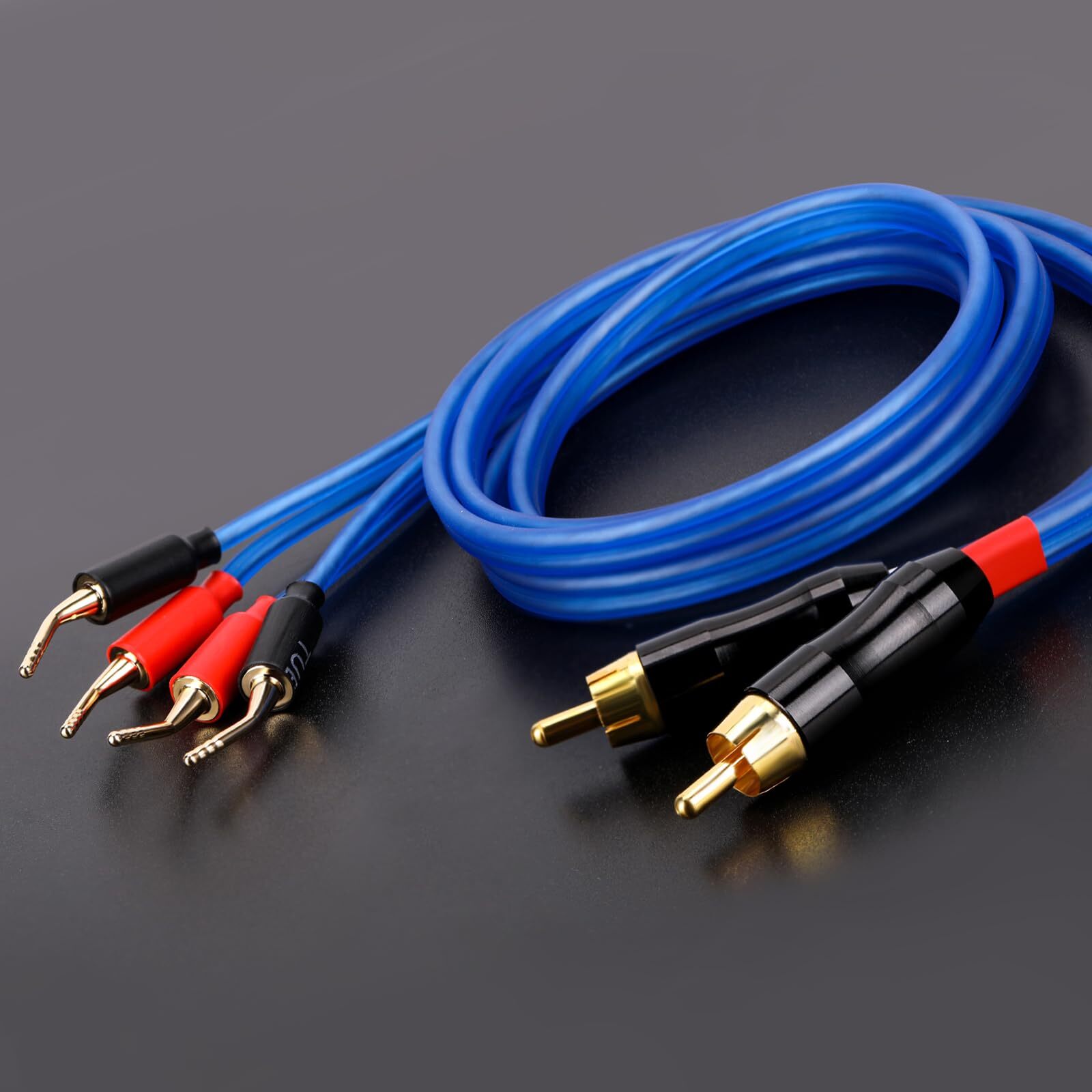 V1-W2 18 Gauge OFC Speaker Wire Pair with RCA Male White & Red to 2 ...