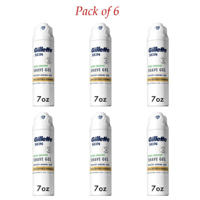 (6 Pack ) Gillette Skin Ultra Sensitive Shave Gel Cream 7oz Bulk Fresh ...