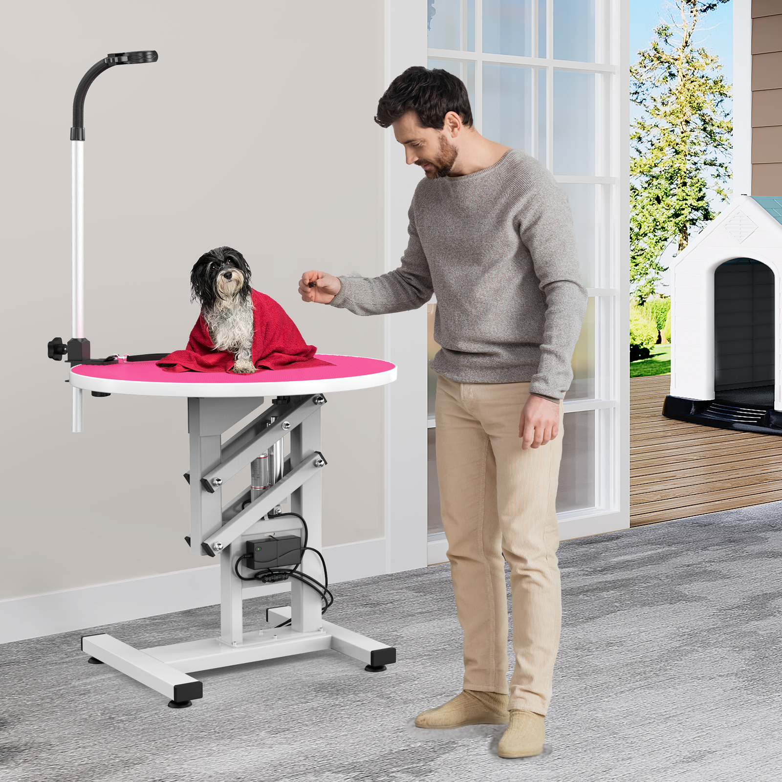 24" Electric Lift Dog Grooming Table Rotating Desktop w/Adjustable ...