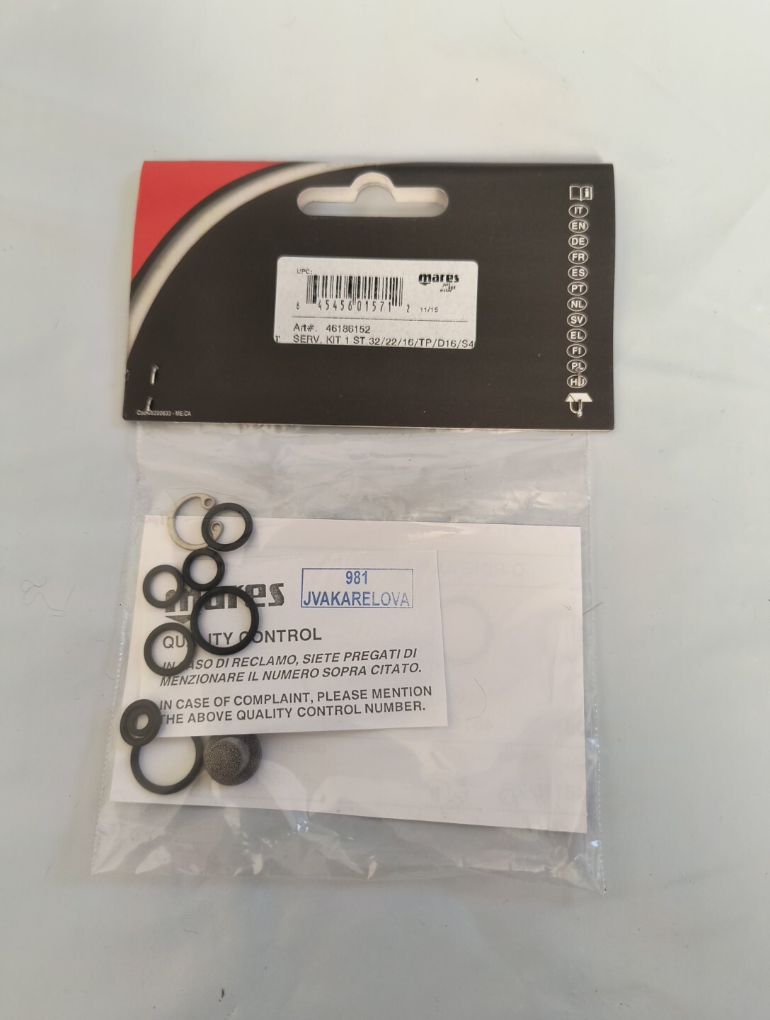 Mares 1st Stage Regulator Service Kit 46186152 Mr16/22 V16/32 D16 S40 ...