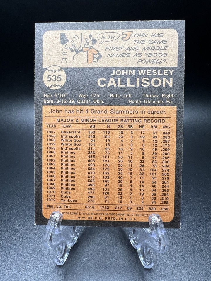 2001 Topps Archives - John Callison #131 | eBay