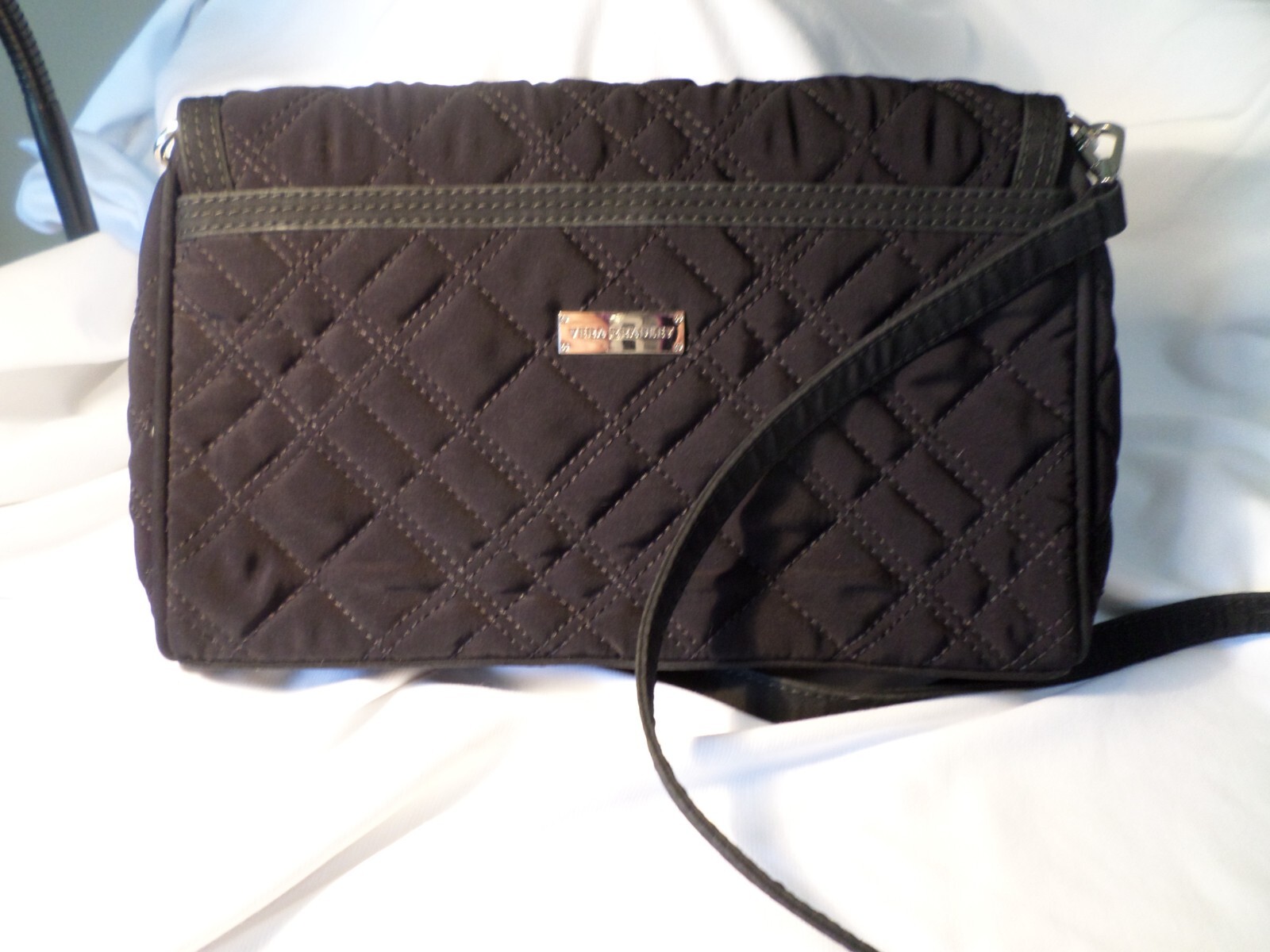 Vera Bradley Black Quilted Microfiber Zebra Lining Shoulder Bag Handbag ...
