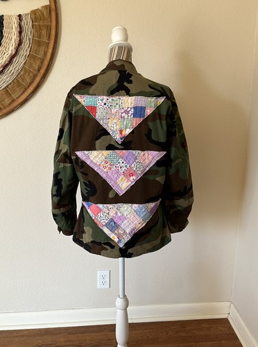Handmade Army Camo Vintage Quilt Jacket Oversized Women's S | eBay