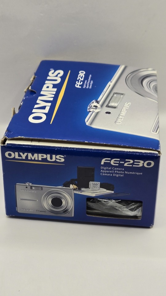 Olympus Compact Digital Camera FE-230 7.1MP Silver W/Box Charger Cable ...