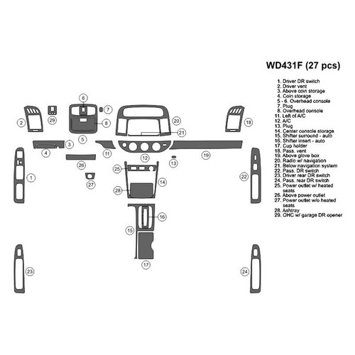 For Toyota Camry 02-04 B&I WD431F-SWHITE 2D Solid White Large Dash Kit ...