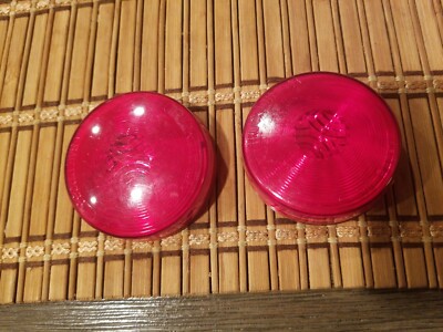 (2) Vintage Nos ORIGINAL Plastic Red Light Lens Cap Reflector Truck ...