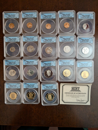 2009 S 18-Coin Proof Set ANACS PR70 DCAM w/Wood Presentation Box #640 ...
