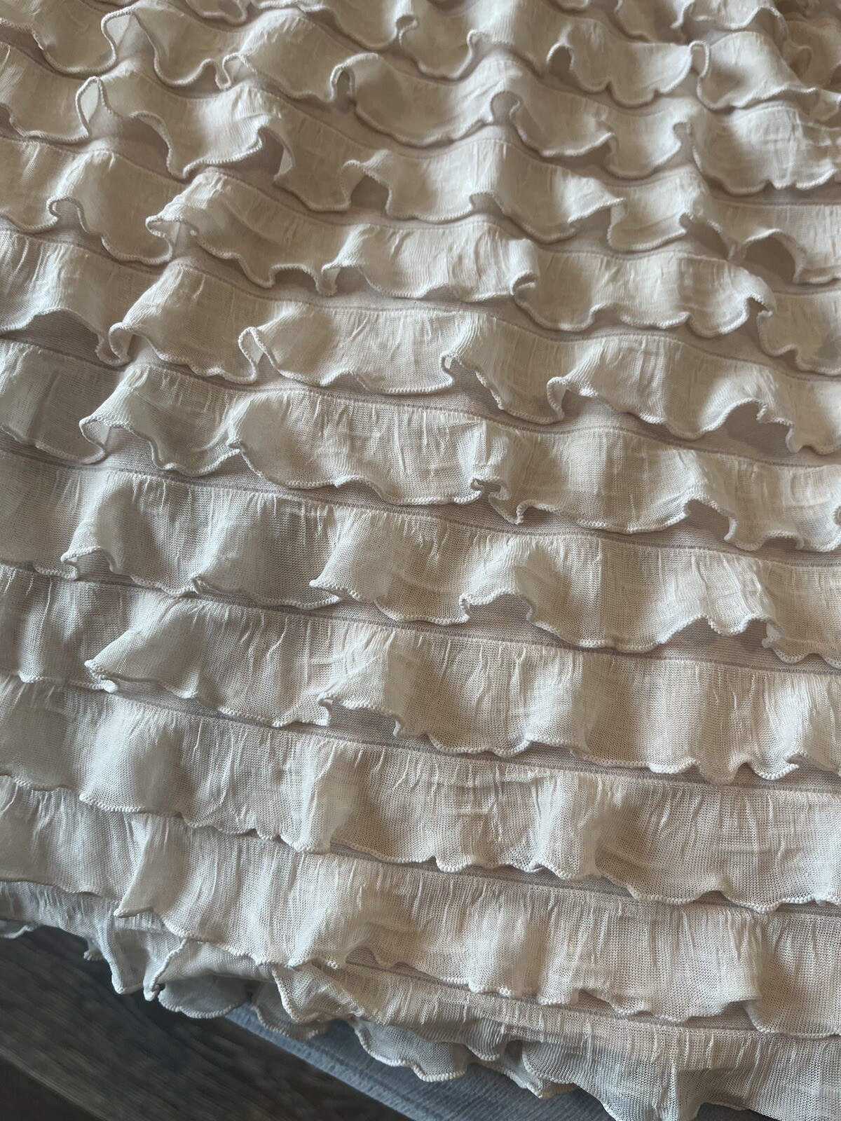 FREE PEOPLE Ruffle Mini skirt. Nude/Beige/Cream Tier … - Gem