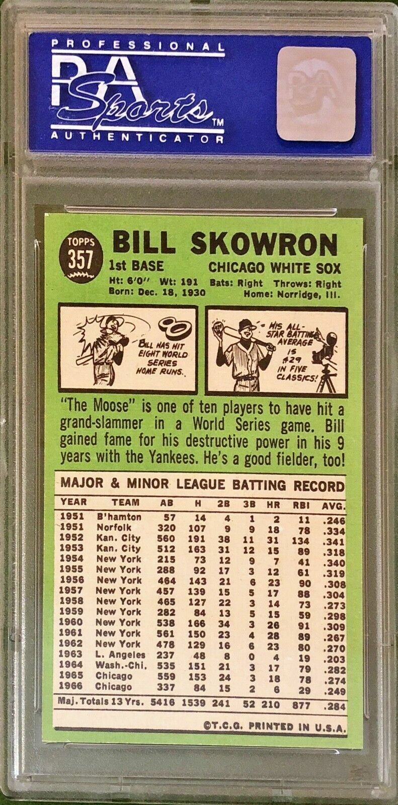 1967 TOPPS PSA 9 #357 BILL SKOWRON CHICAGO WHITE SOX | eBay