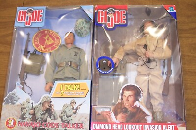 GI JOE 12" TALKING FIGURE LOT OF 2 DIAMOND HEAD LOOKOUT & NAVAJO CODE ...