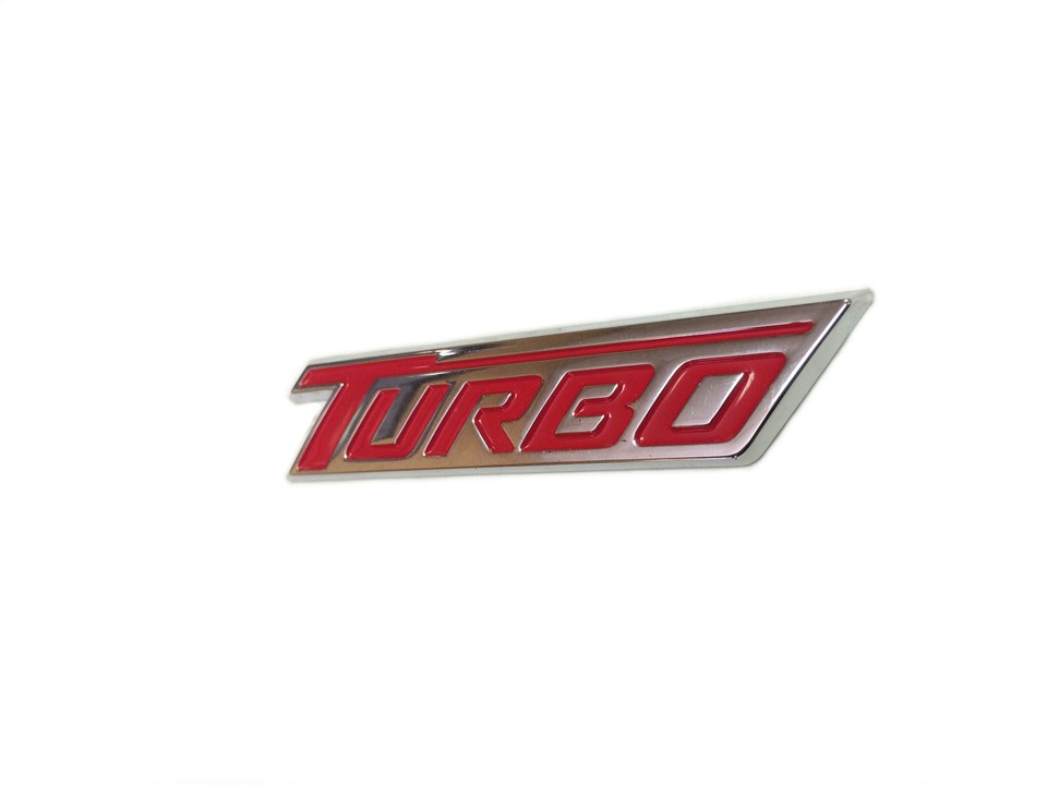 Turbo Emblem Badge Chrome w/ Red Lettering Adhesive | Genuine OEM ...