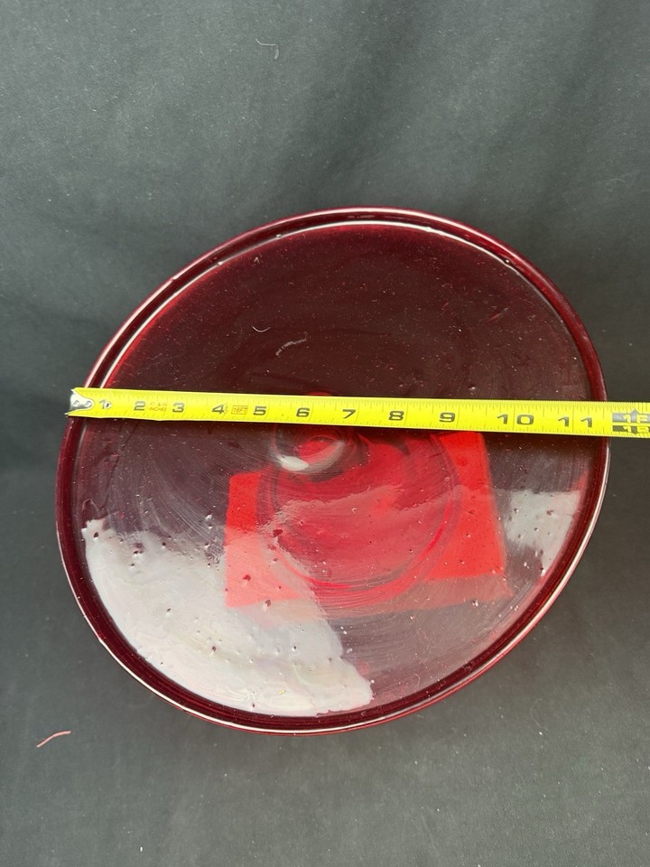 Ruby Red Glass Inverted Pedestal Cake Stand Air Seeded 12 Inch | eBay