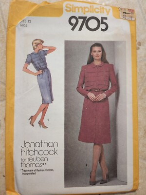 Vintage Simplicity Sewing Pattern 9705 Jonathan Hitchcock Reuben Thomas ...