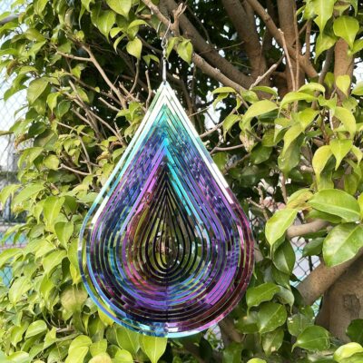 3D Wind Chimes Rotating Water Drop Hanging Ornaments, Metal Pendants | eBay