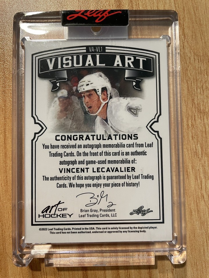 2021-22 Leaf Art Of Hockey VINCENT LECAVALIER Visual 3/3 Auto Patch ...