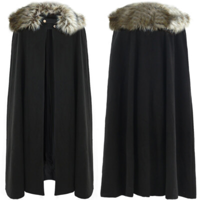 Men Women Warm Long Maxi Cape Cloak Coat Woolen Loose Vintage Cloak ...