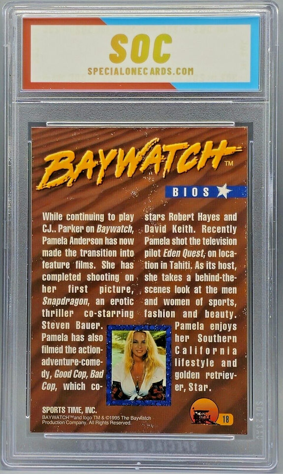 1995 Sports Time Baywatch Bios Pamela Anderson #18 SOC POP 1 | eBay