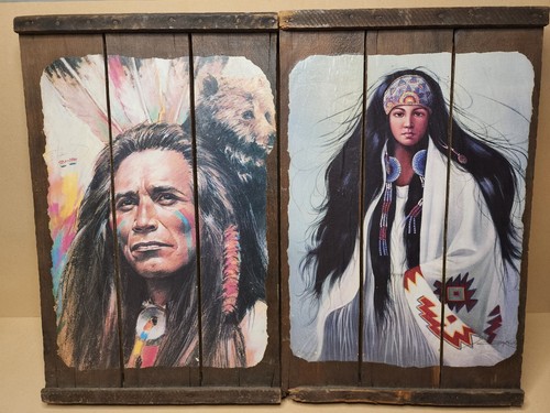 Native American Maiden & Man Fruit Drying Rack Wall Art Decor Wood ...