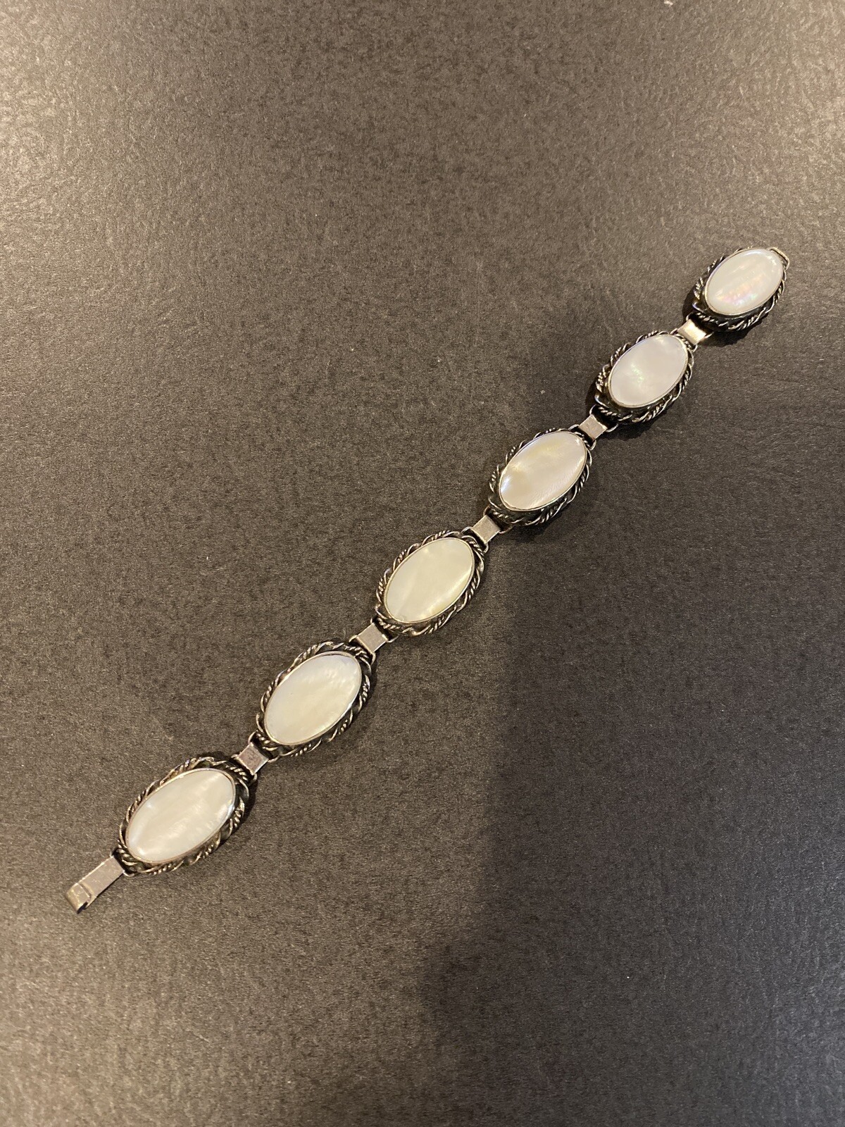 Vintage Sterling Silver Mother Of Pearl Link Bracelet | eBay