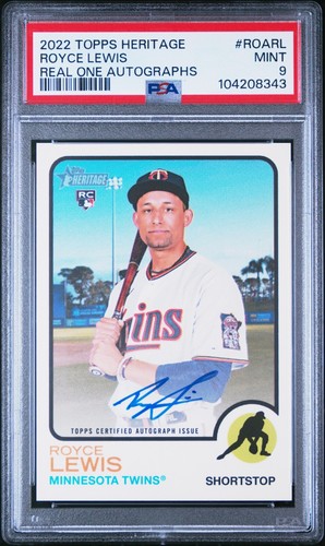 2022 Topps Heritage Royce Lewis RC Rookie Real One Auto Autograph PSA 9 ...