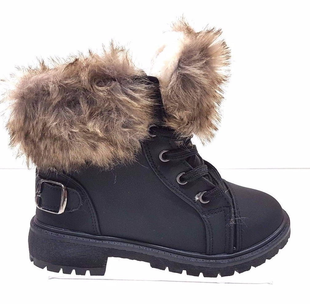 Ladies Warm Winter Faux Fur Girls Lace Up Desert Boot Fur Lined Shoe ...