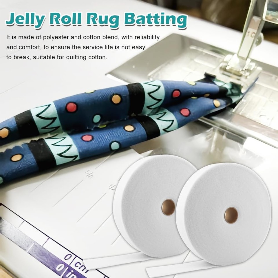 2 Roll Jelly Roll Batting Strip Thick Cotton Blend Fleece Battings for ...