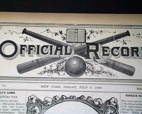 Very Rare 19th Century AMERICAN BASEBALL w/ Player Print 1886 Newspaper ...