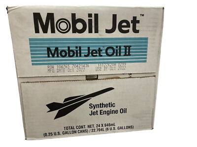 24 Cans (1 Quart Each) Mobil Jet Oil II for Aircraft Turbine Engine ...